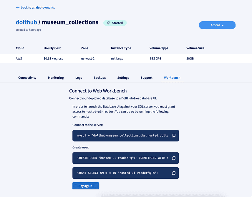 Hosted DoltDB Now Comes With A SQL Workbench DoltHub Blog